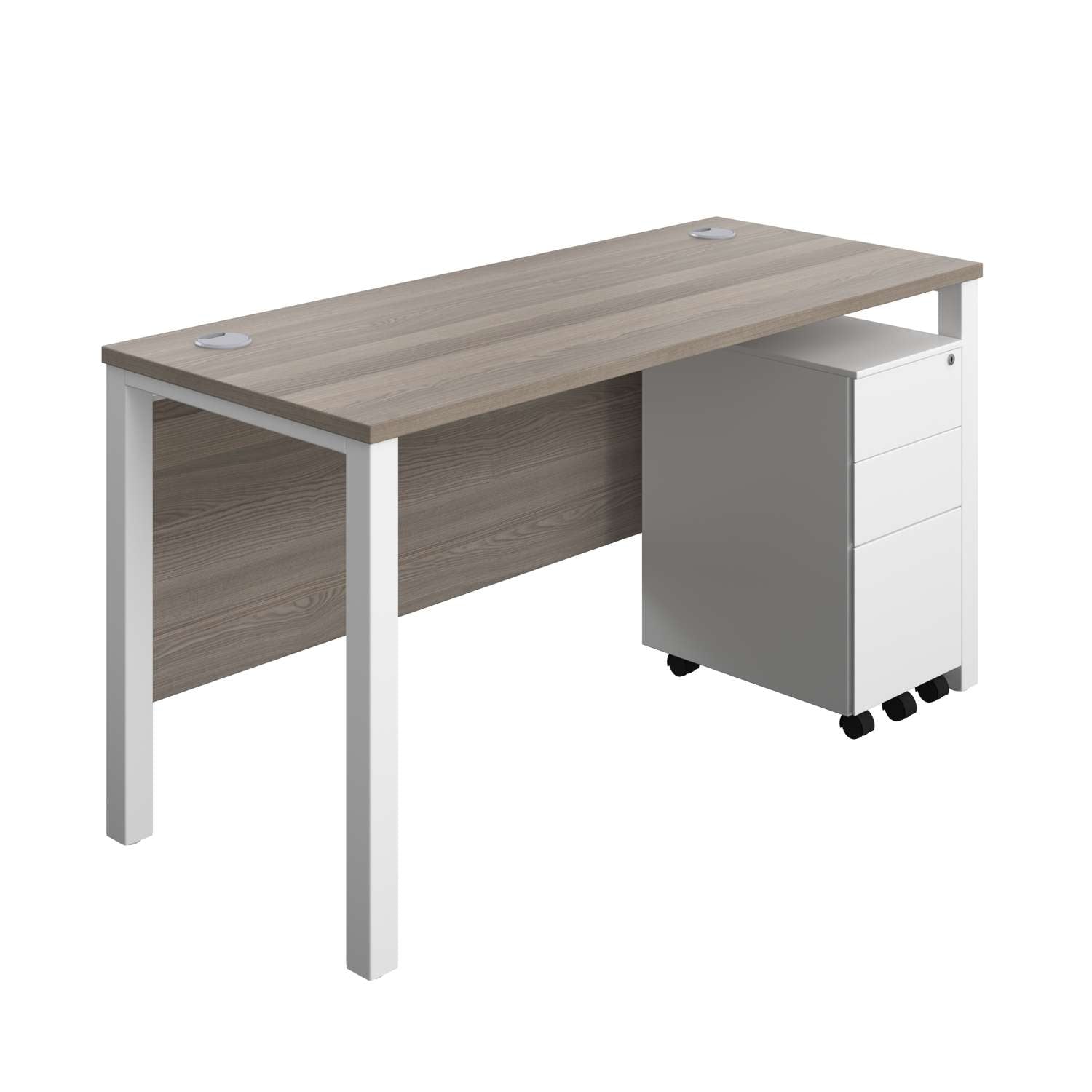 Goal Post Rectangular Desk + 3 Drawer Slimline Steel Pedestal (FSC ...