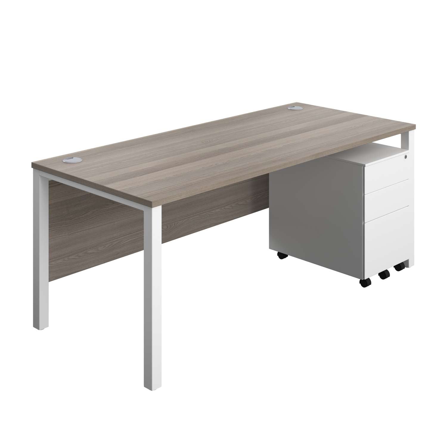 Goal Post Rectangular Desk + 3 Drawer Steel Pedestal (FSC) | 1800x800 ...