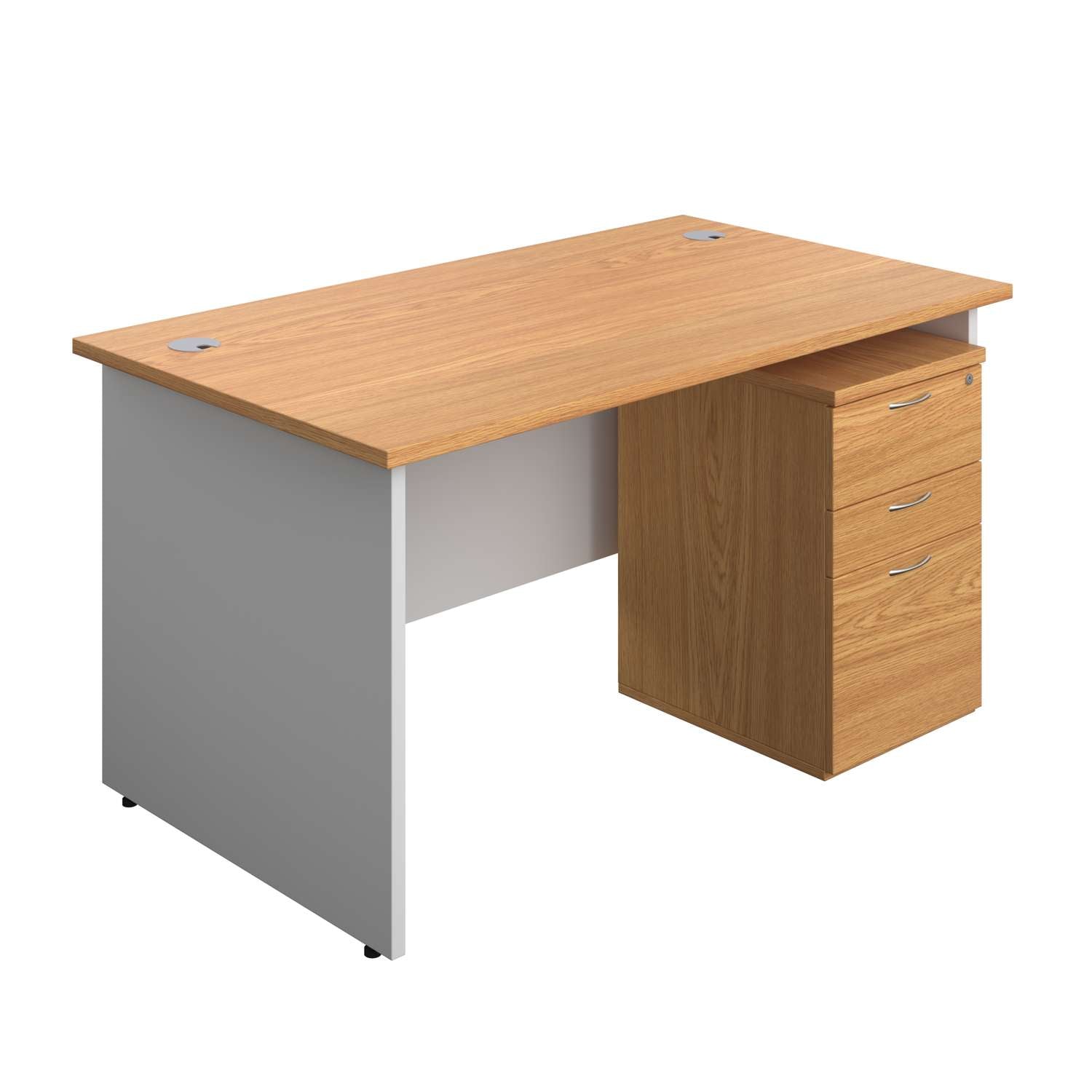 Panel Plus Rectangular Desk + 3 Drawer Under Desk Pedestal Bundle (FSC