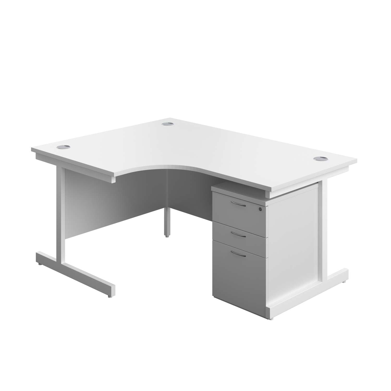 Single Upright Left Hand Radial Desk + High Mobile Pedestal 3 Drawer ...