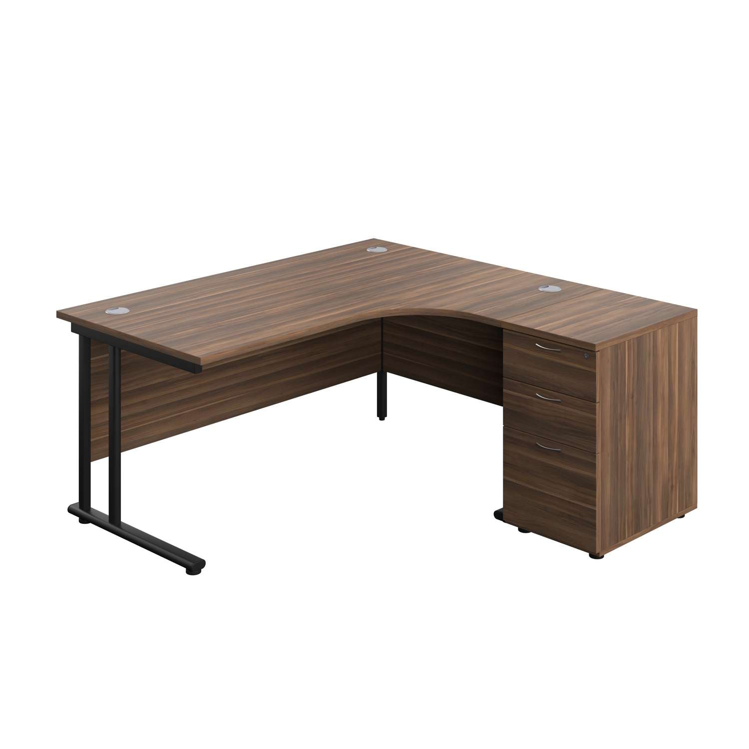 Twin Upright Right Hand Radial Desk + Desk High 3 Drawer Pedestal (FSC